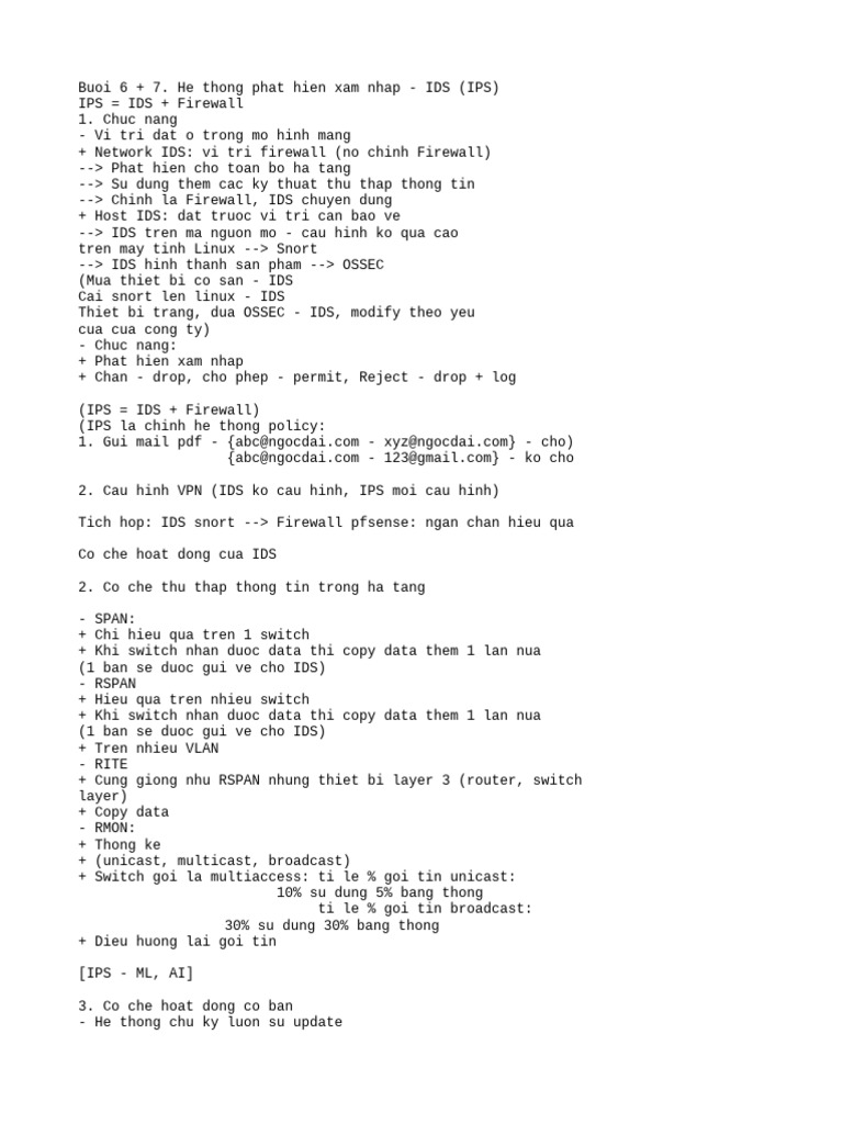 Buoi 6. Tong Quan He Thong Phat Hien Xam Nhap - Update | PDF | Internet Protocols | Networking ...