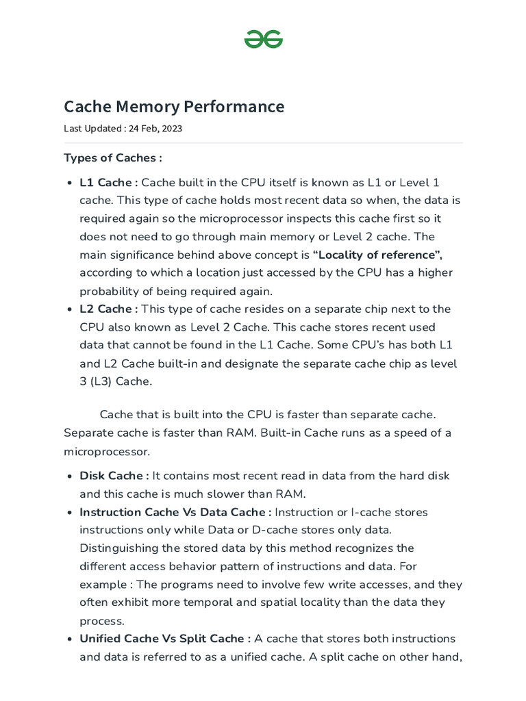 Cache Memory Performance | PDF | Cpu Cache | Central Processing Unit Cache Memory Performance | PDF | Cpu Cache | Central Processing Unit