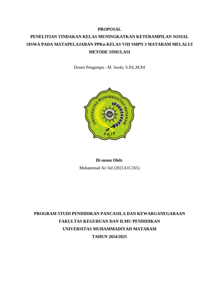 Proposal Muhammad As'ad | PDF | Karier & Perkembangan