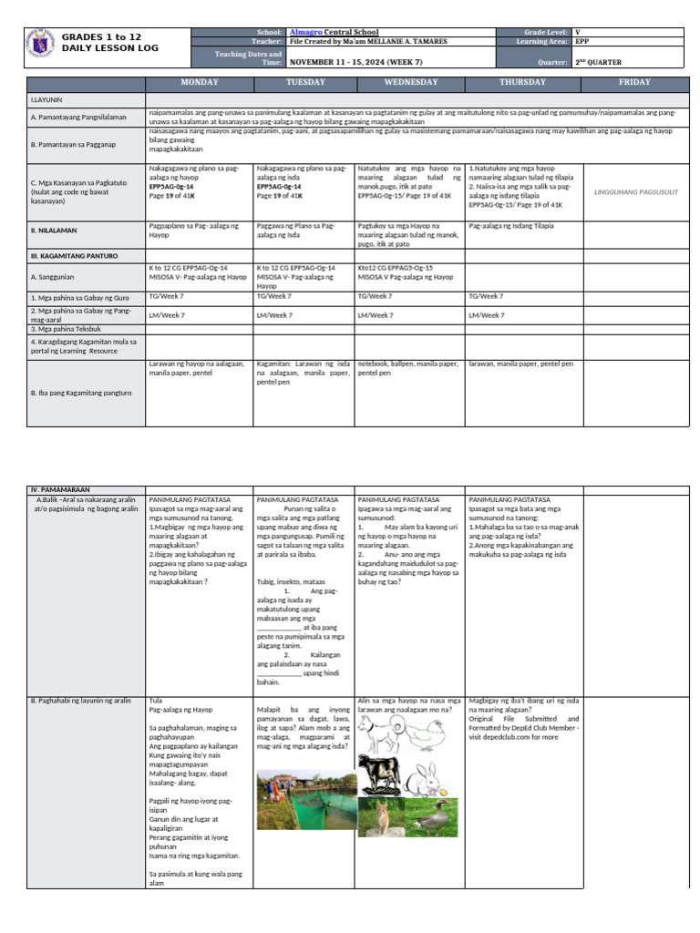 DLL - Epp 5 - Q2 - W7 | PDF