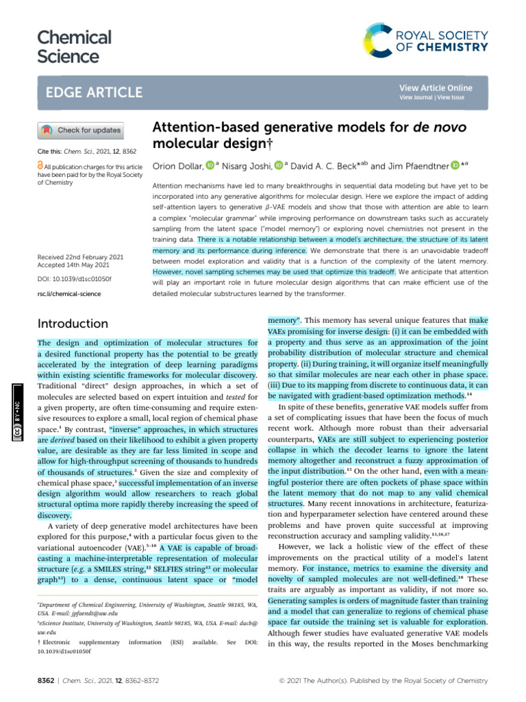 2105-Attention-Based Generative Models For de Novo Molecular Design ...