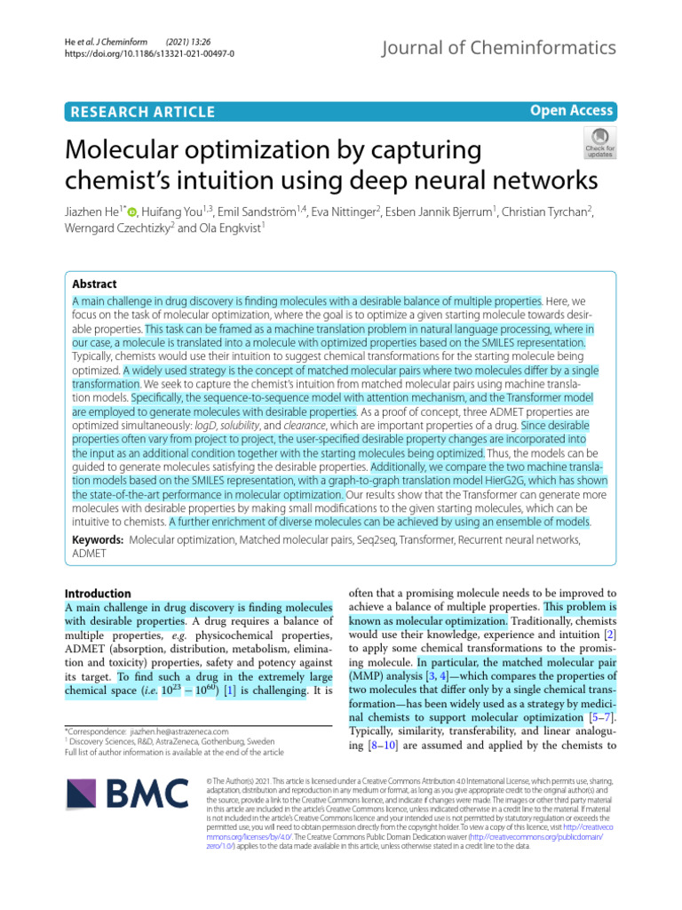 2103-Molecular Optimization by Capturing Chemist's Intuition Using Deep Neural Networks | PDF ...