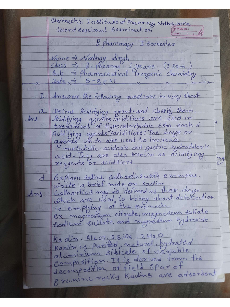 2nd Sessional Exam Pharmaceutical Inorganic Chemistry | PDF