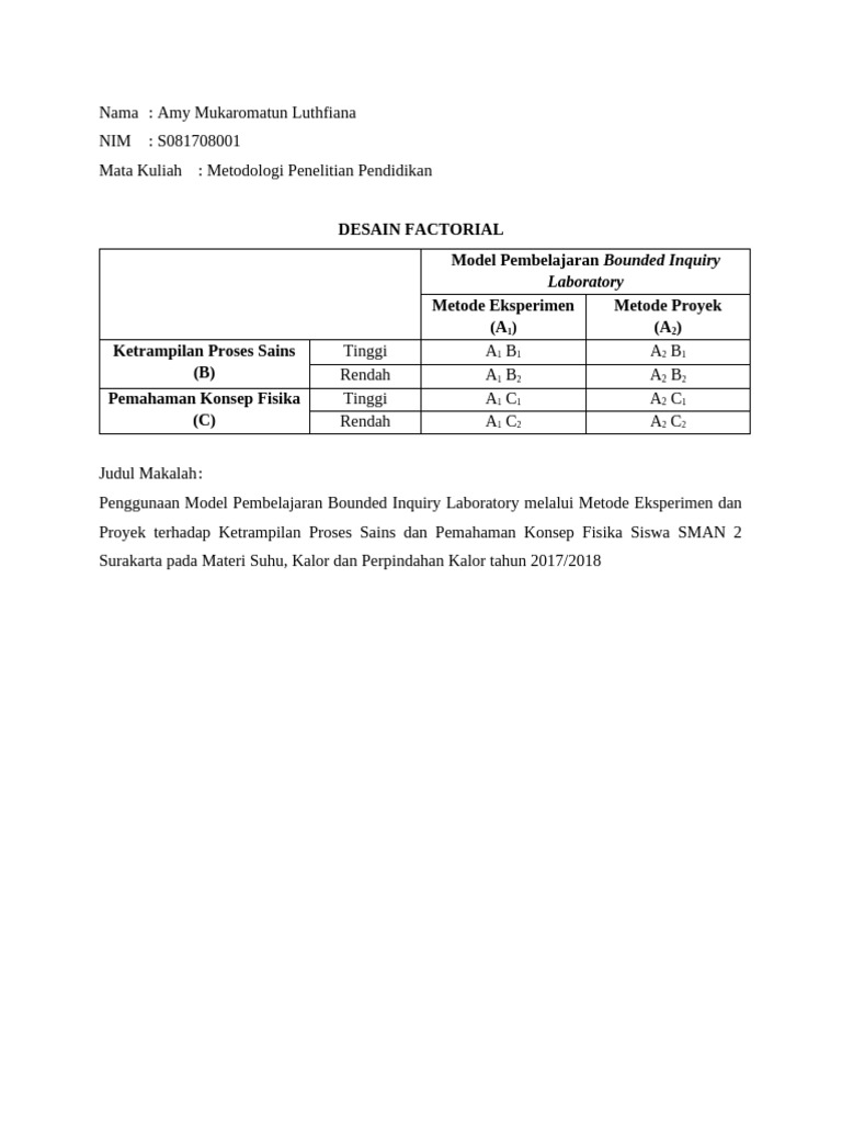 Desain Factorial | PDF