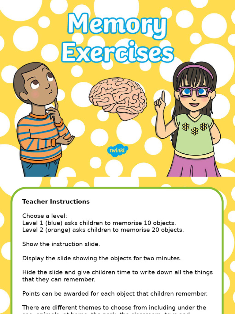 T TP 2661815 Memory Exercises - Ver - 3 | PDF | Learning | Behavior Modification