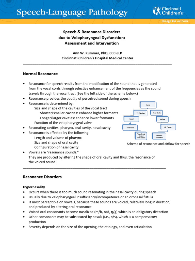Lecture Speech Resonance Disorders PDF | PDF | Human Voice | Phonetics