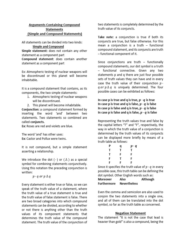 Symbolic Logic Intoduction Notes PDF | PDF | Truth | Bracket