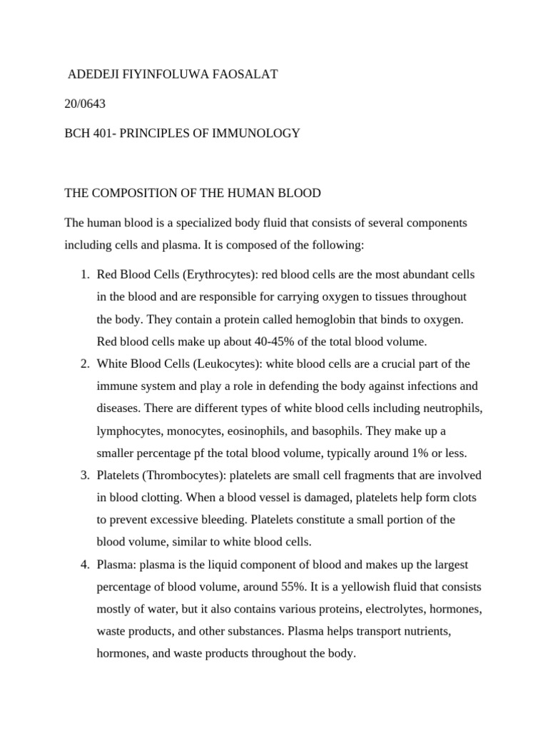 PRINCIPLE OF IMMUNOLOGY | PDF | Blood | Blood Plasma