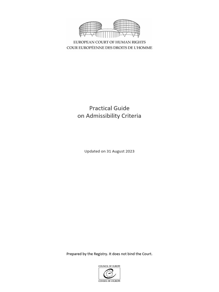 Admissibility Criteria Guide 2023 | PDF | European Convention On Human ...
