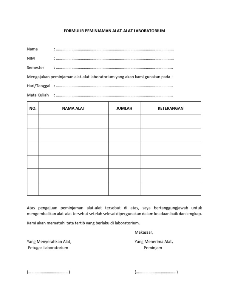 Formulir Peminjaman Alat | PDF