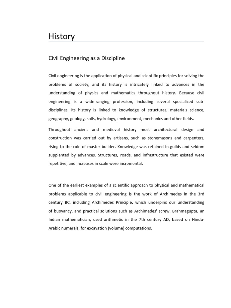 History: Civil Engineering As A Discipline | PDF | Civil Engineering ...