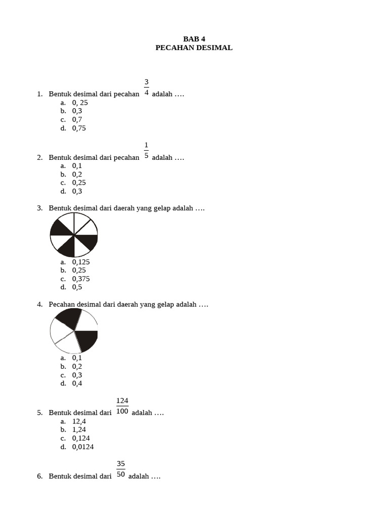 Soal Matematika Pecahan Desimal | PDF