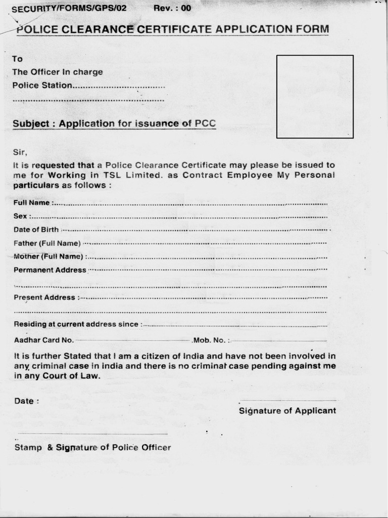 Police Verification Form | PDF