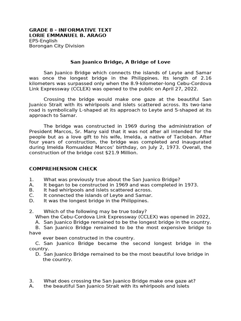 Grade 8 - Informative Text | PDF | Philippines