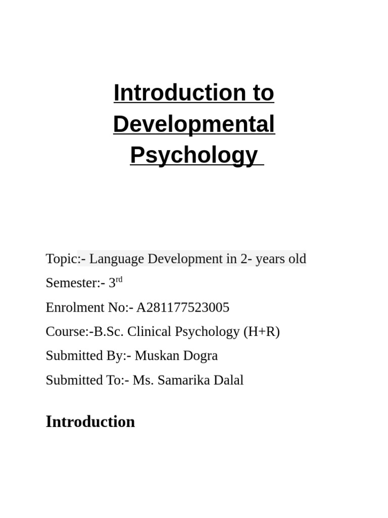 Developmental Psychology | PDF | Language Development | Learning