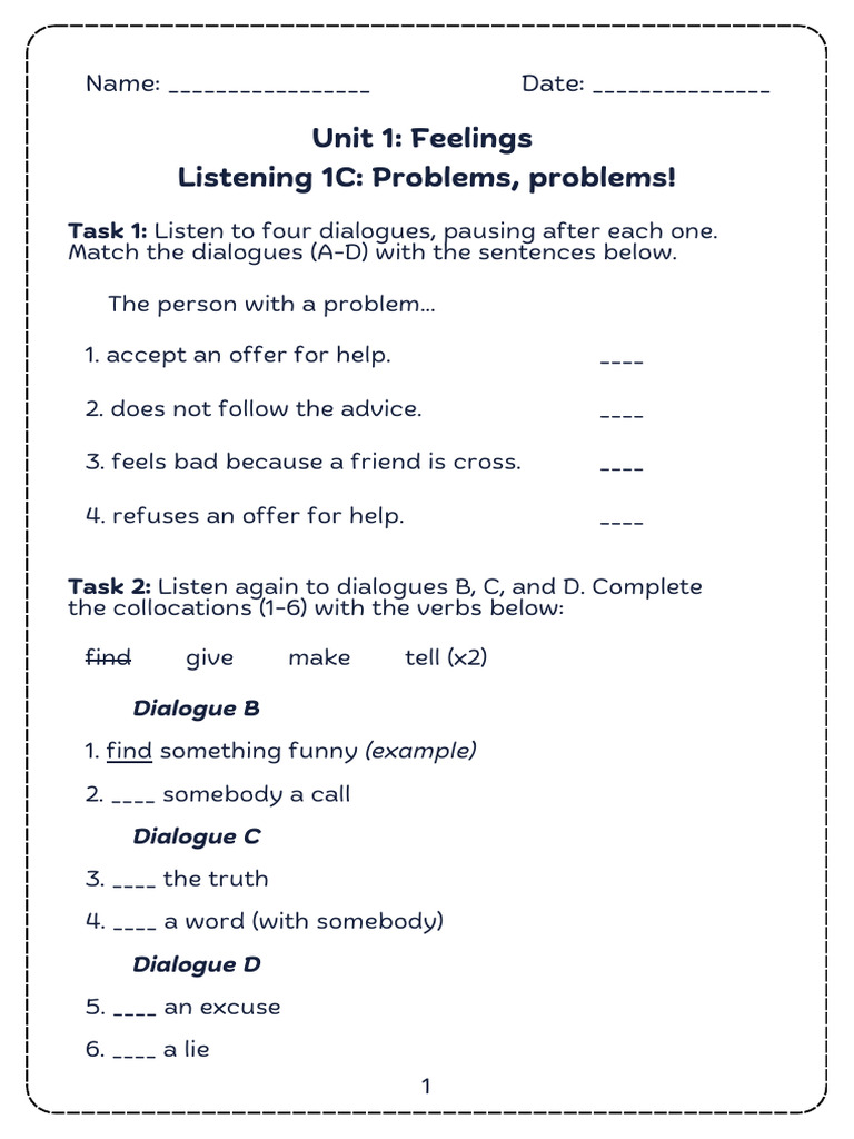 Listening Worksheet | PDF