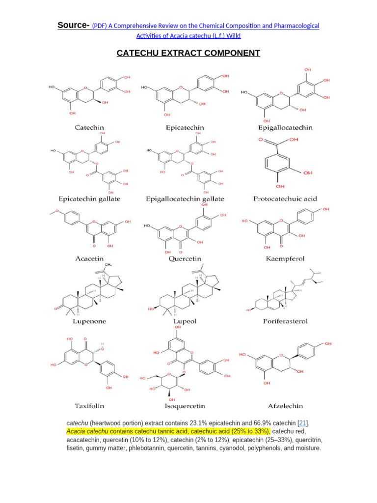 Chemical Composition of Catechu Extract | PDF | Chemical Substances