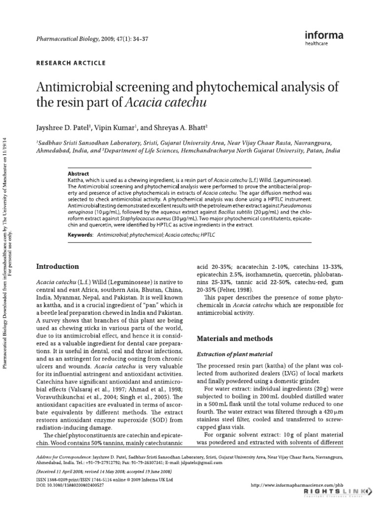 Tannic Acid in Catechu | PDF