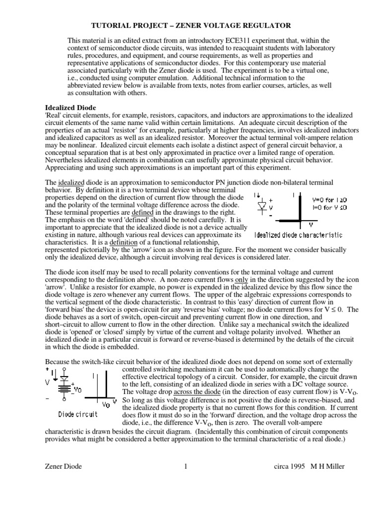 Tutorial Project - Zener Voltage Regulator | PDF | Diode | P–N Junction