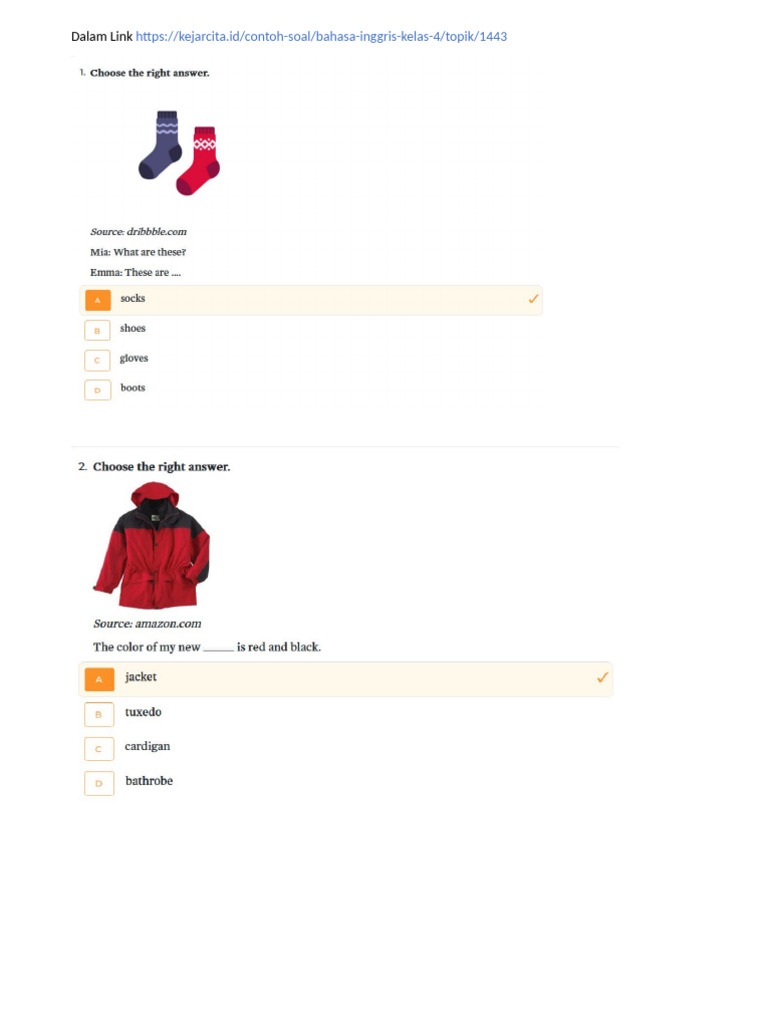 Contoh Soal Clothes | PDF
