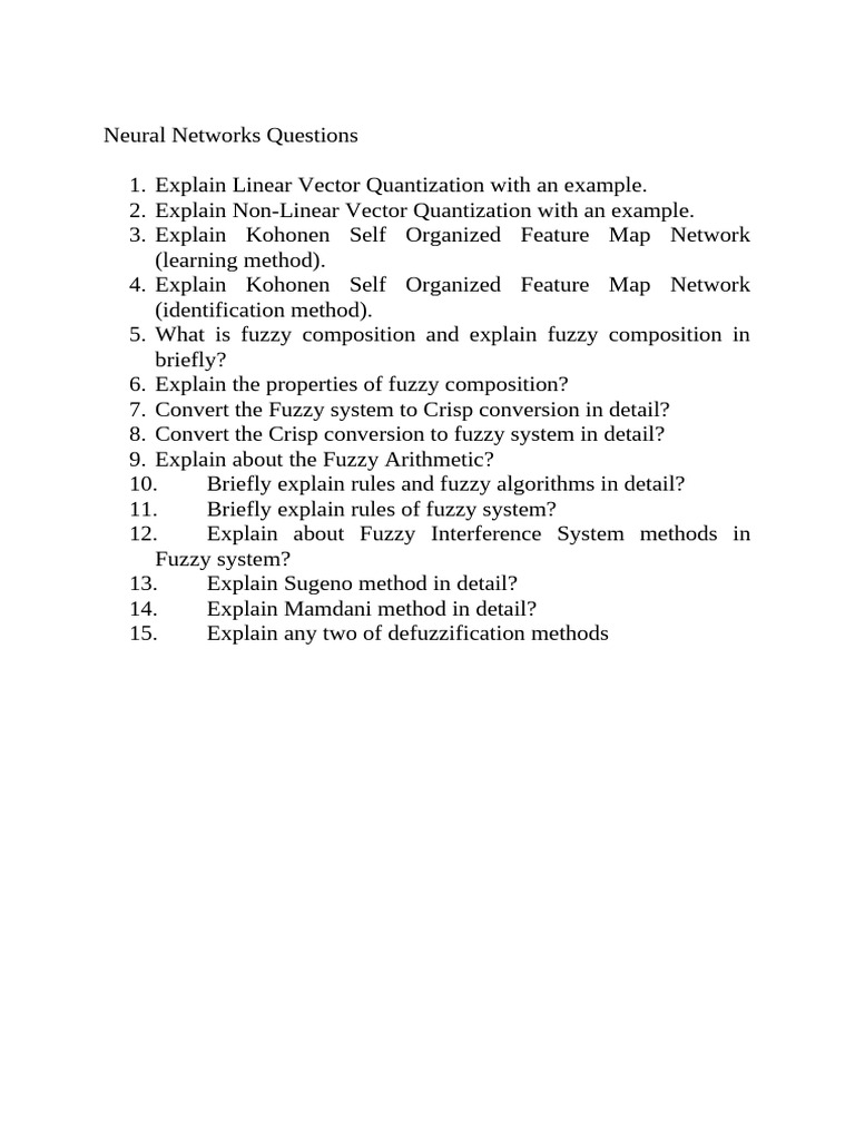 20CA04714 Neural Networks & Fuzzy Logic (NN&FL) Questions | PDF 20CA04714 Neural Networks & Fuzzy Logic (NN&FL) Questions | PDF