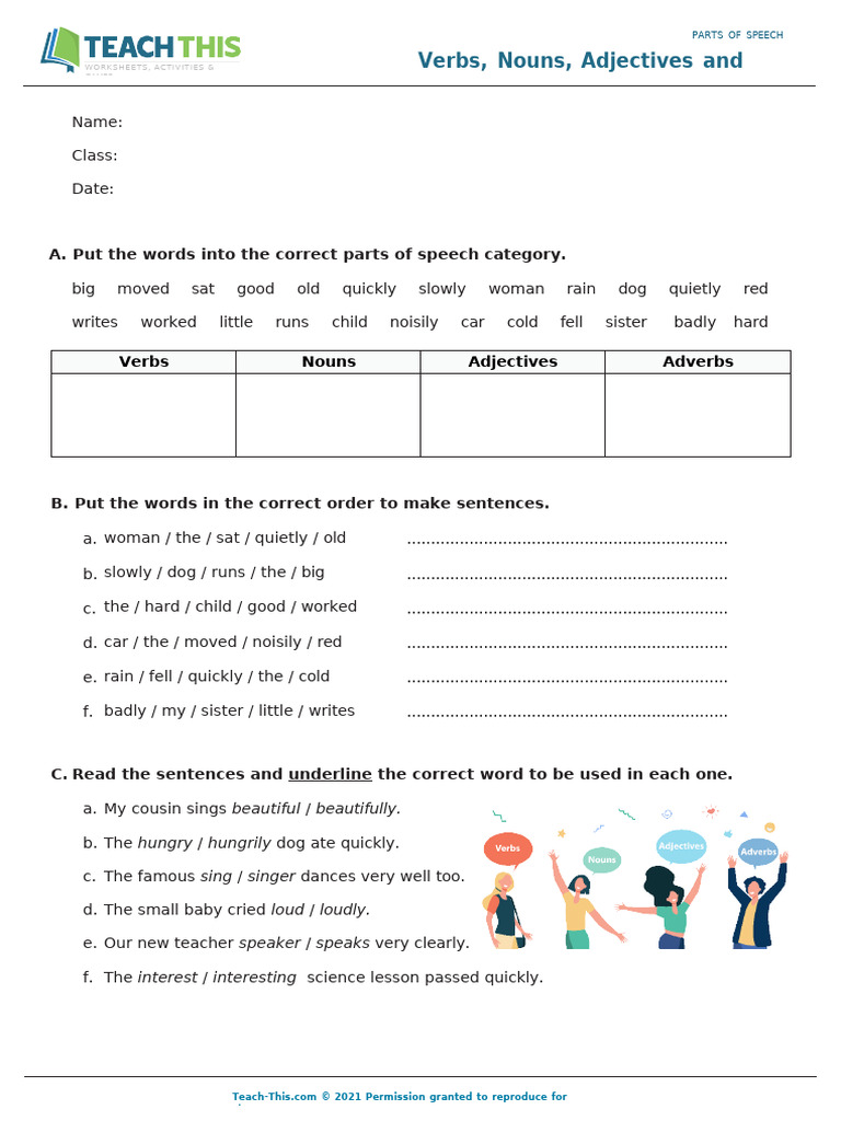 Verbs Nouns Adjectives and Adverbs | PDF | Adverb | Part Of Speech