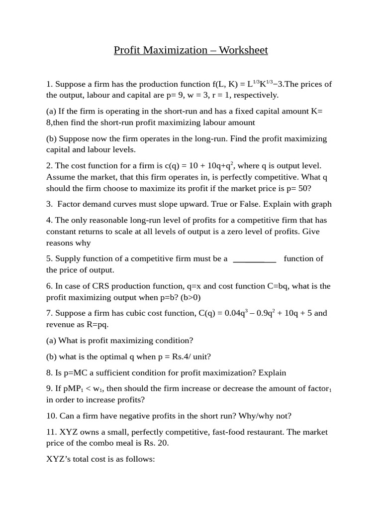 Economics Profit Maximization Guide | PDF