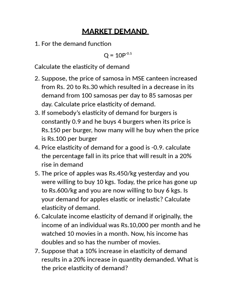 Demand Elasticity Calculations Guide | PDF