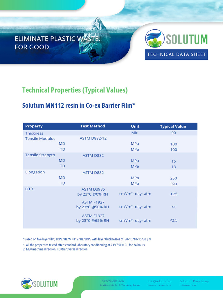 TDS - Solutum - Film - Co-Ex Barrier - Combined | PDF | Pascal (Unit ...