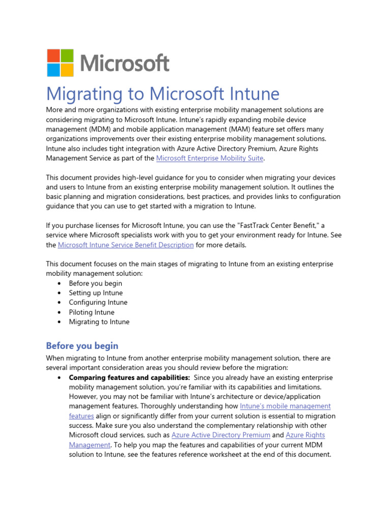 Migrating To Intune - v1 - 1 | PDF | Mobile App | Ios