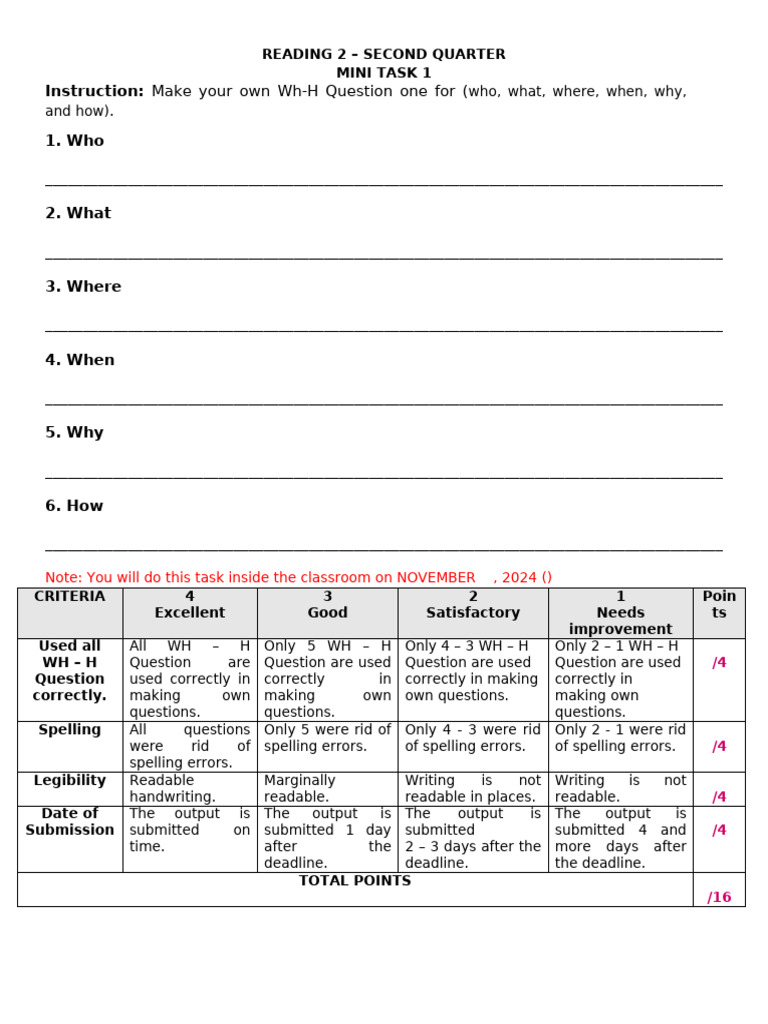 Q2 MINI TASK 2 - READING 2 | PDF | Writing