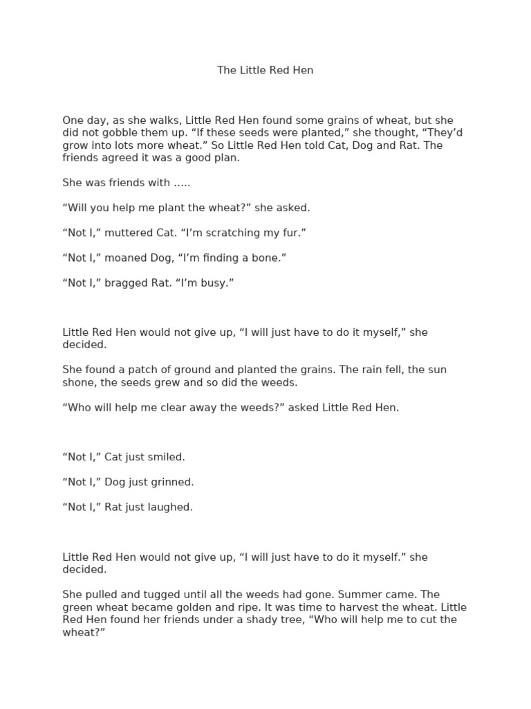 The Little Red Hen | PDF | Wheat | Breads