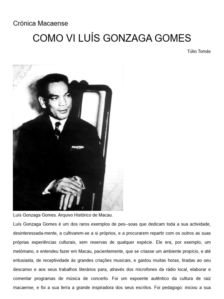 Luís Gonzaga Gomes: Cultura em Macau | PDF | Macau | Bibliotecas