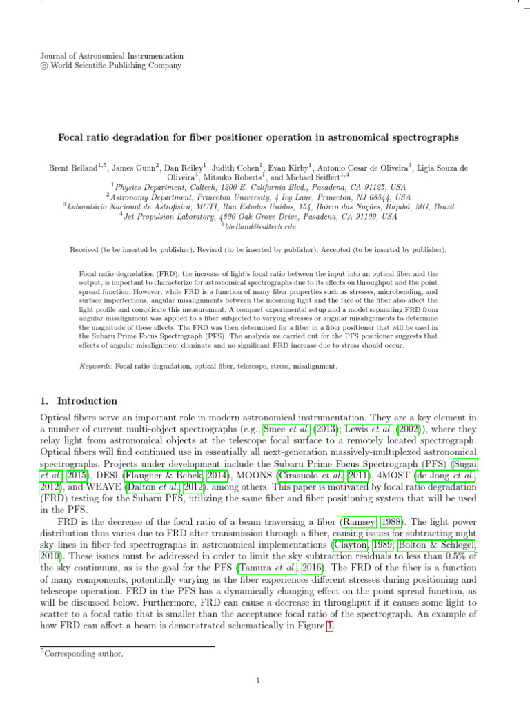 Focal Ratio Degradation For Fiber Positioner Opera | PDF | Optical ...
