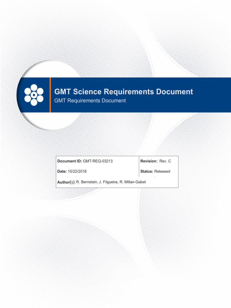 GMT-REQ-03213 GMT Science Requirements RevC | PDF | Infrared | Angular Resolution