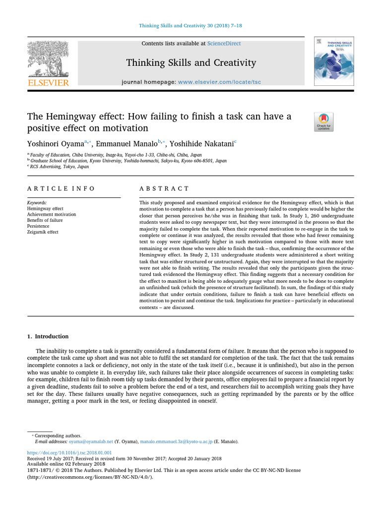 How Failing To Finish A Task Can Have A Positive Effect On Motivation ...
