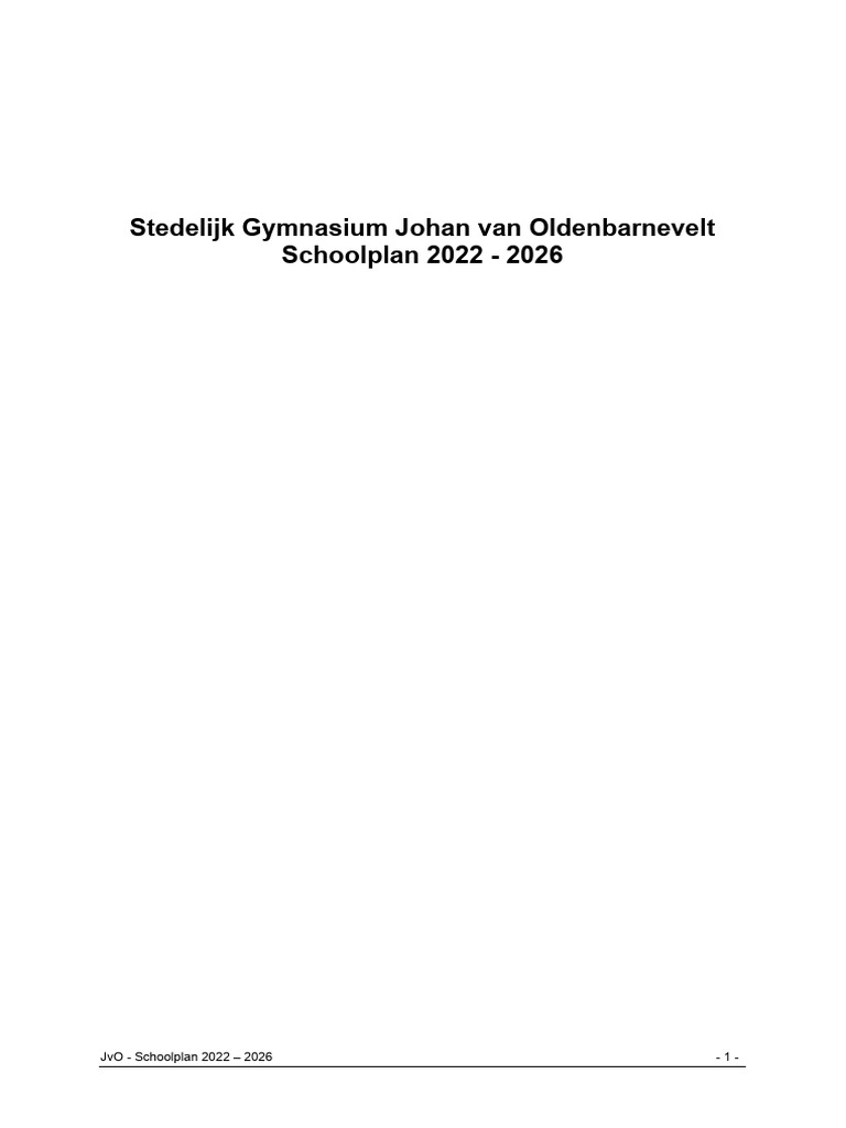 JvO Schoolplan 2022 2026 | PDF