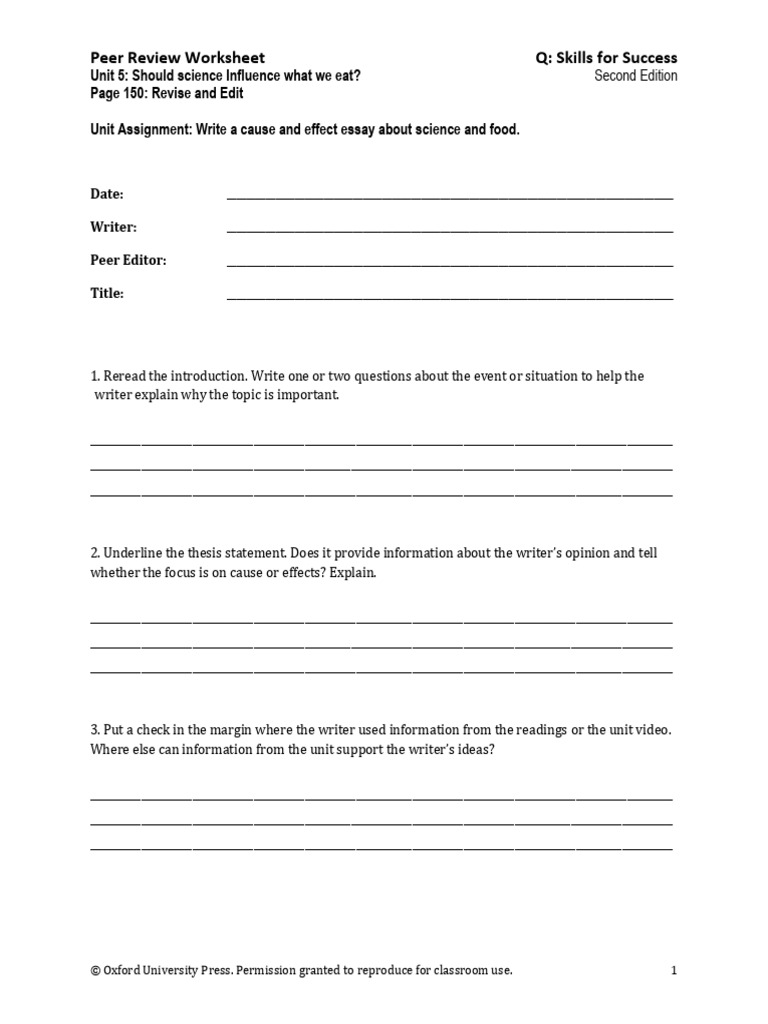 Q2e RW4 U05 PeerReviewWorksheet | PDF | Essays | Human Communication