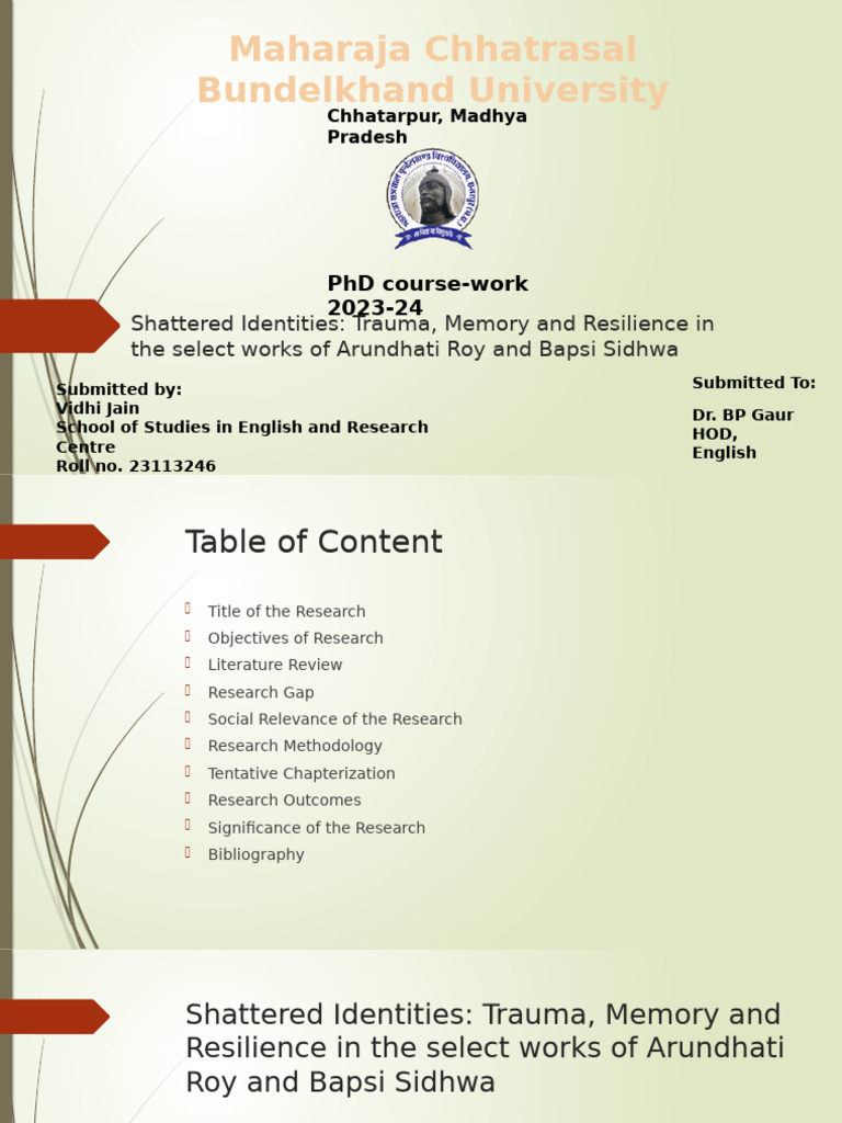 Vidhi Jain-Shattered Identities-RDC | PDF | Narrative | Psychological Trauma