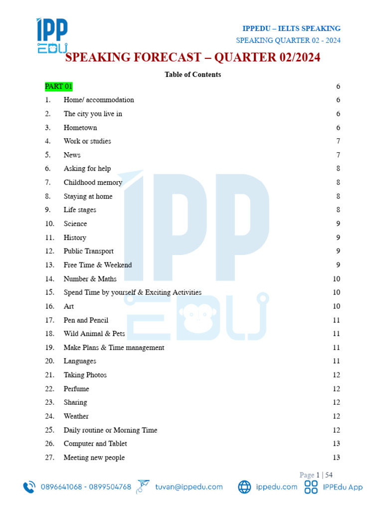 Ippedu - Speaking Forecast q02.2024 | PDF