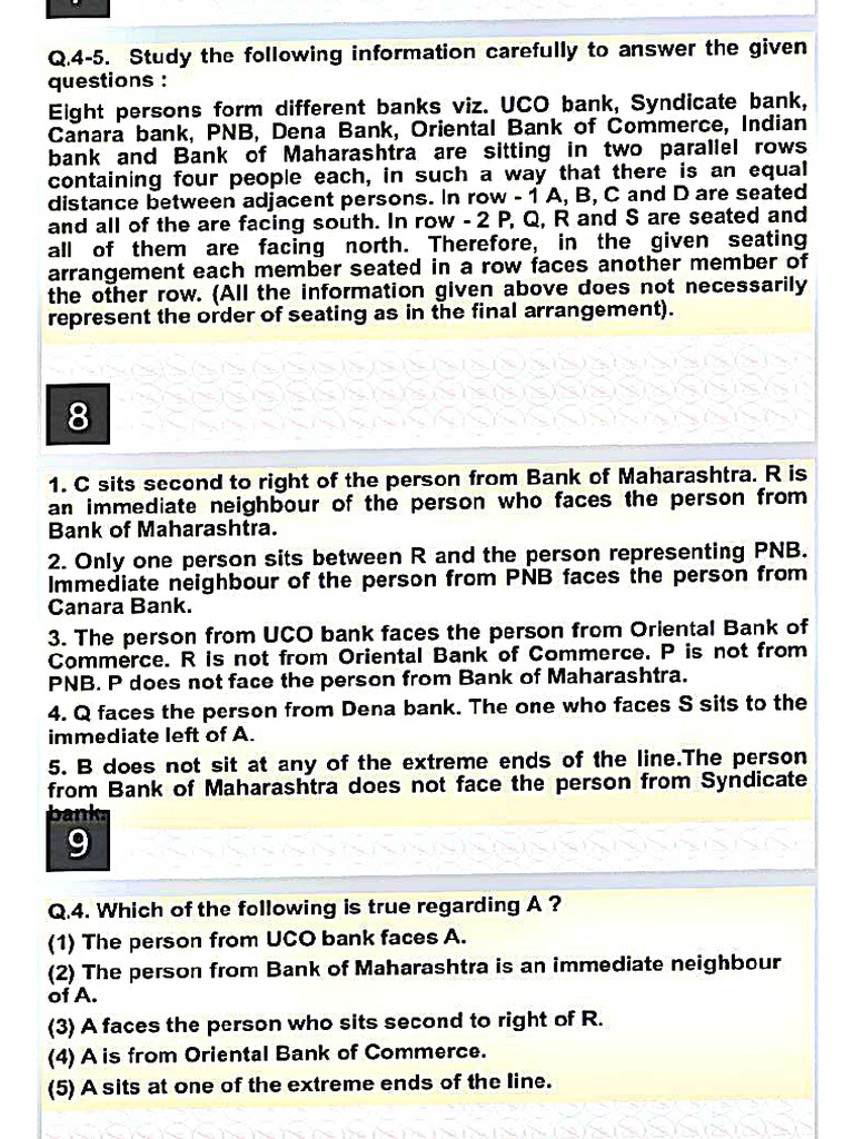 Bank-Sitting Arrangements - 2 (E) | PDF