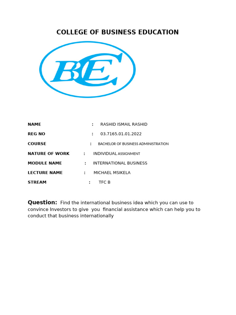 International Business ASSIGNMENT COVER PAGE | PDF