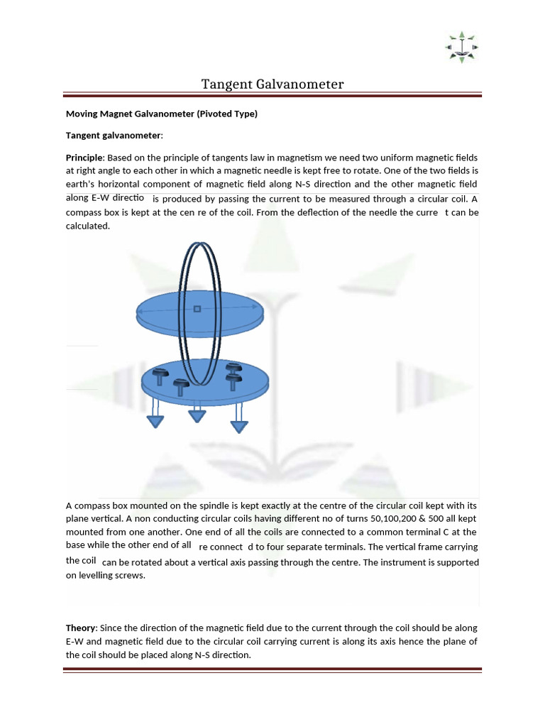 Tangent Galvanometer Experiment Guide | PDF | Compass | Electricity