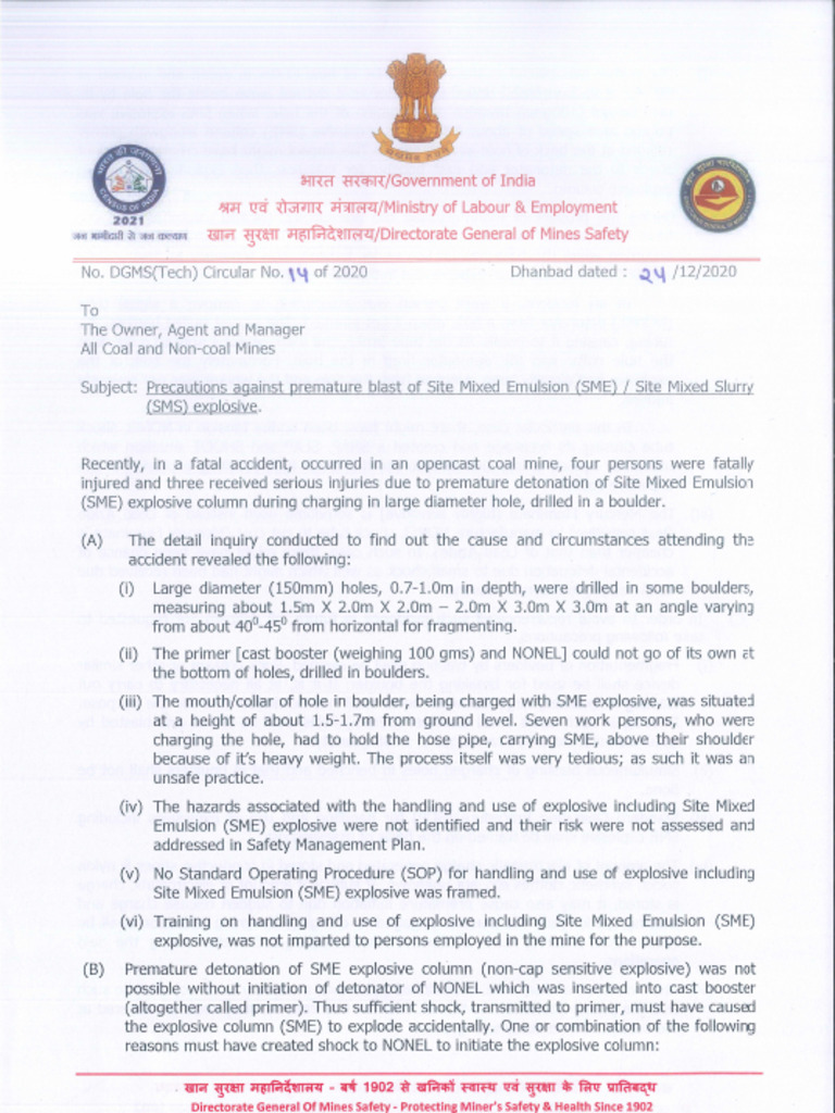 DGMS Blasting Circular | PDF