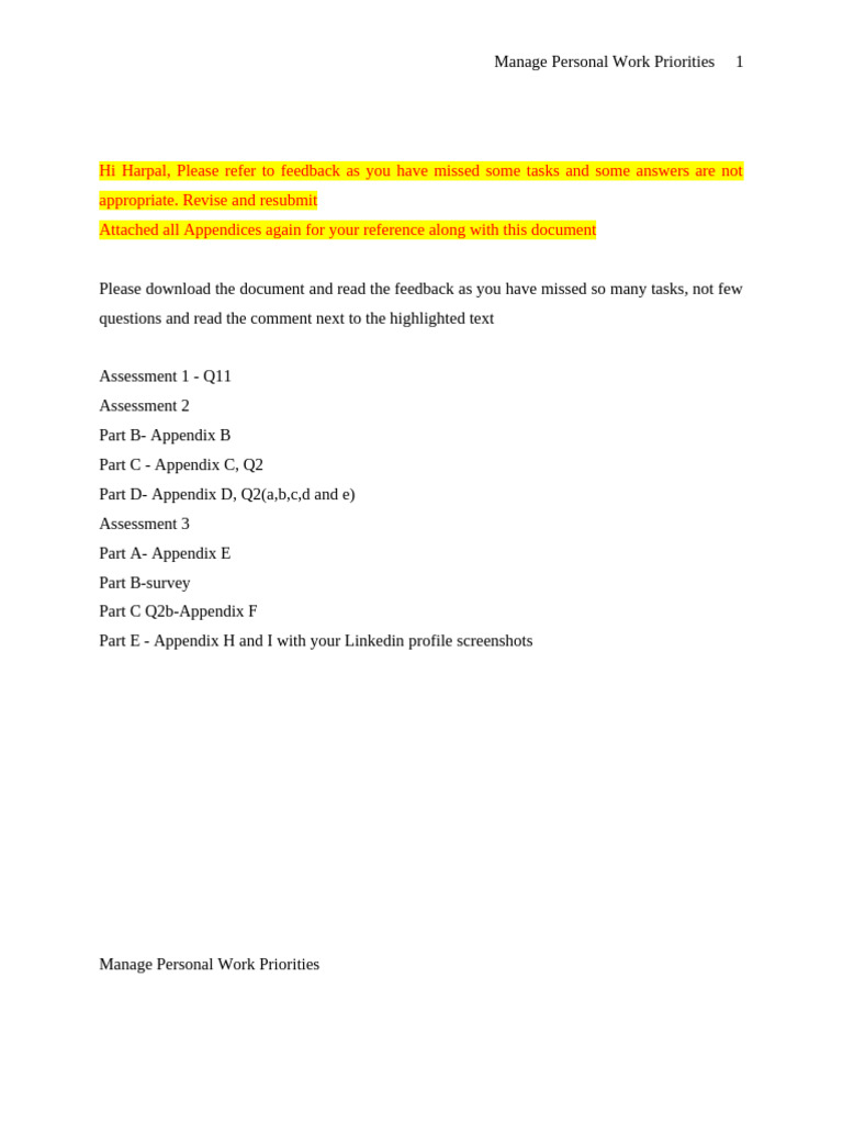 HRM - 501 - Manage Personal Work Revsision Complete | PDF | Goal | Time ...