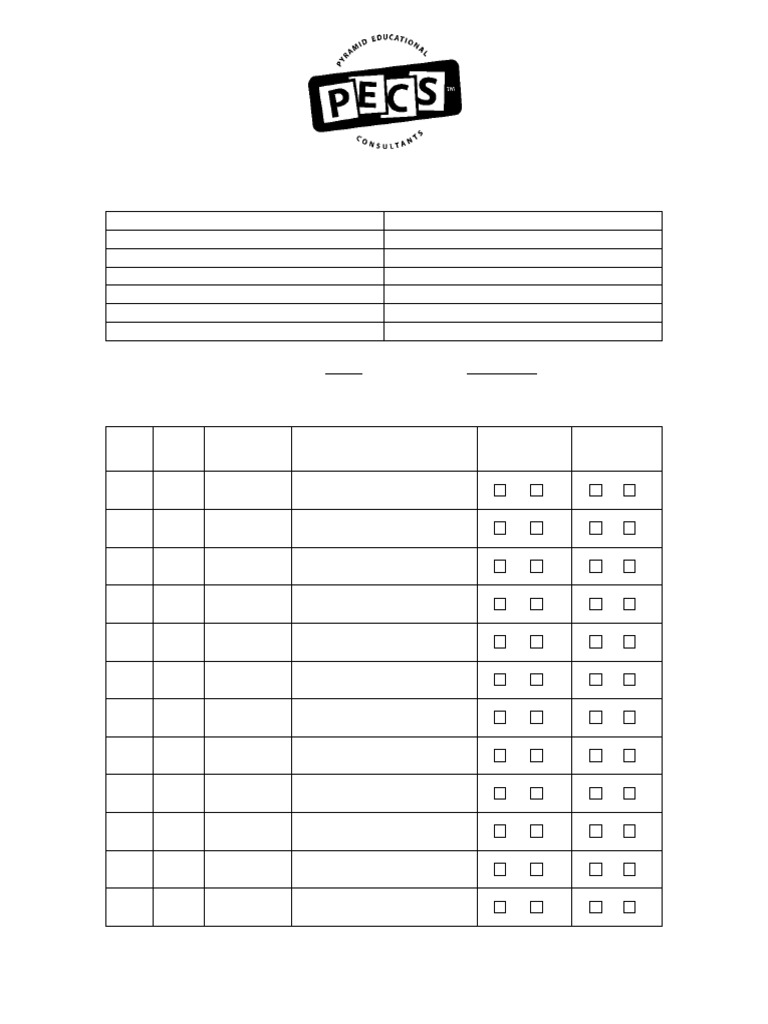 PECS Language Sample Tracking Sheet | PDF | Human Voice | Applied ...
