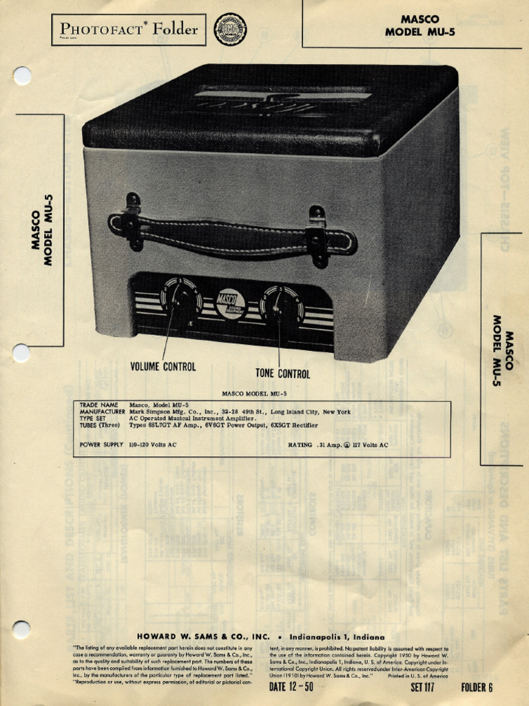 Masco Mu5 Amplifier Schematic | PDF