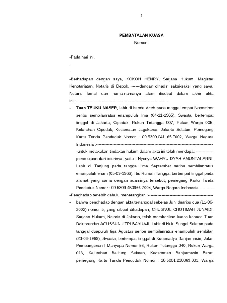 Pembatalan Kuasa | PDF