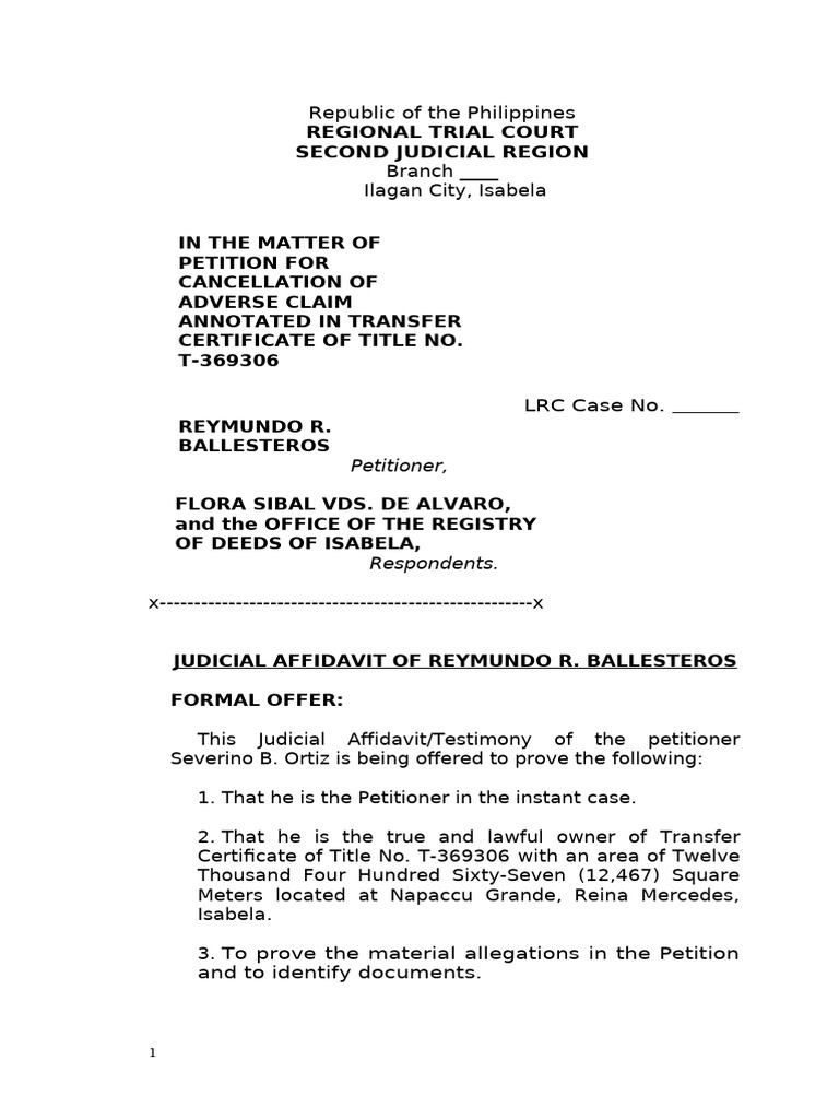 Judicial Affidavit of REYMUNDO BALLESTEROS | PDF | Perjury | Affidavit