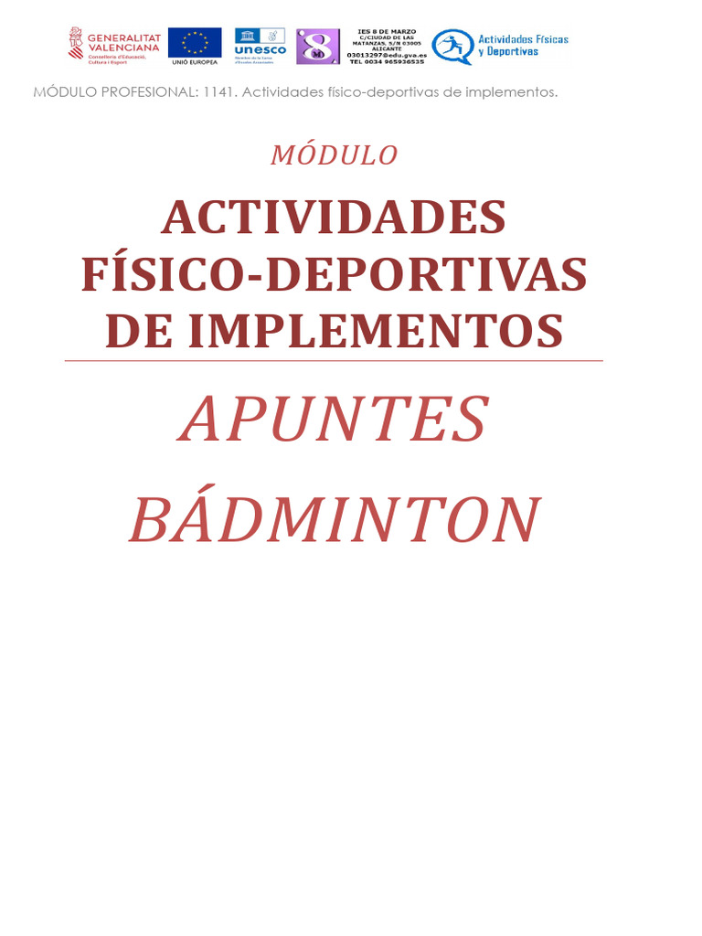 Guía Completa del Bádminton: Reglas y Modalidades | PDF | Vóleibol | Mano